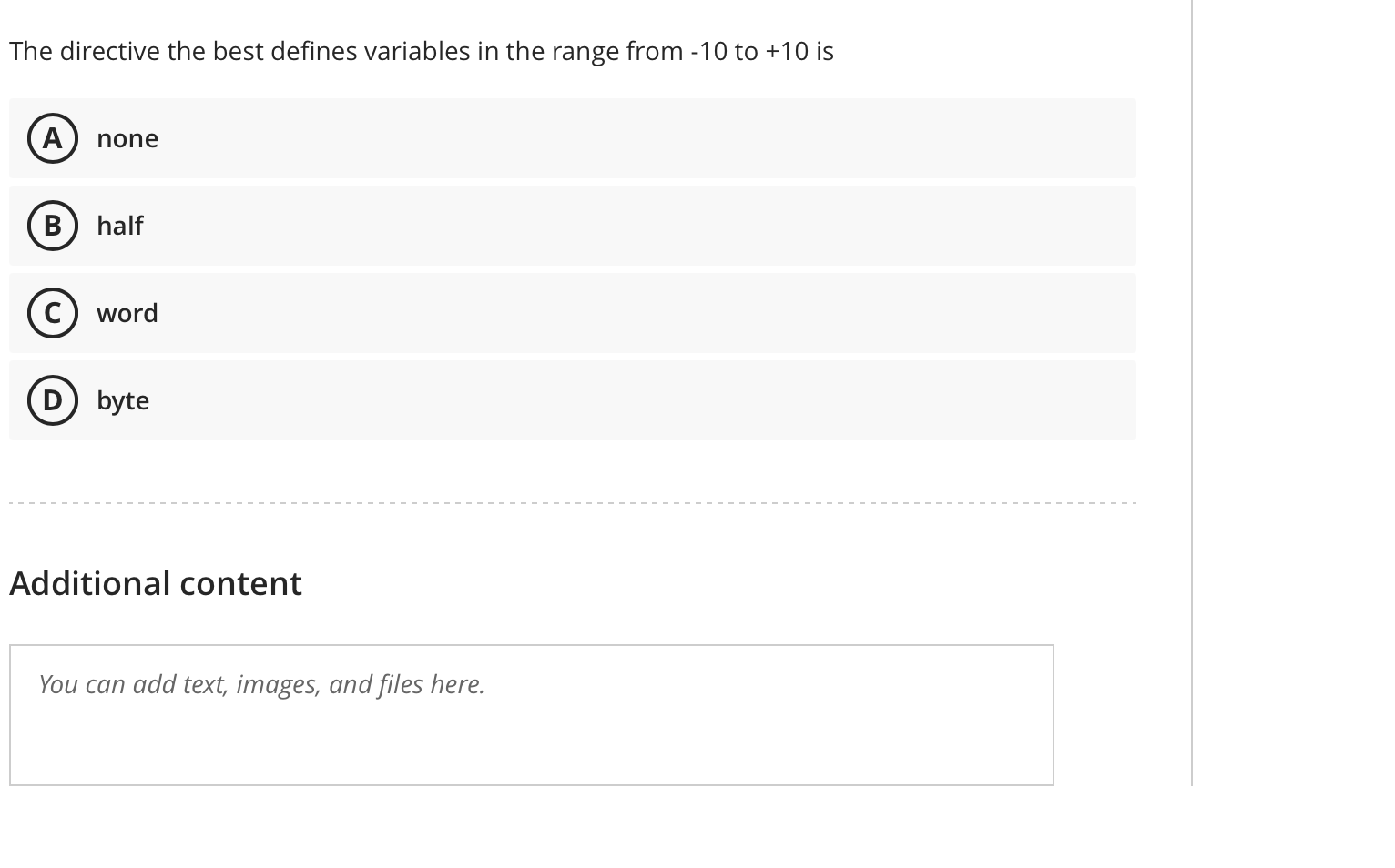 Solved The directive the best defines variables in the range | Chegg.com