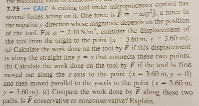 Solved 0ITC4CIC 7.75CALC A cutting tool under microprocessor | Chegg.com