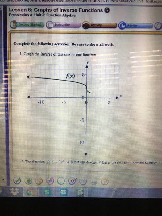 Solved Lesson 6: Graphs of Inverse Functions Precalculus A | Chegg.com