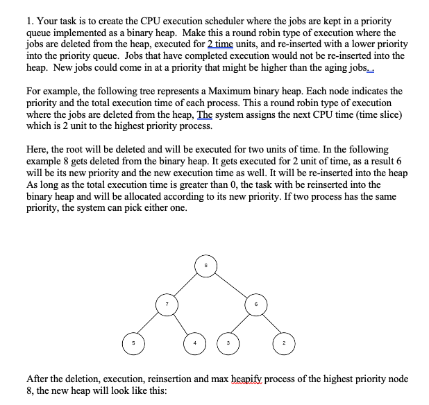 Solved 1. Your task is to create the CPU execution scheduler | Chegg.com