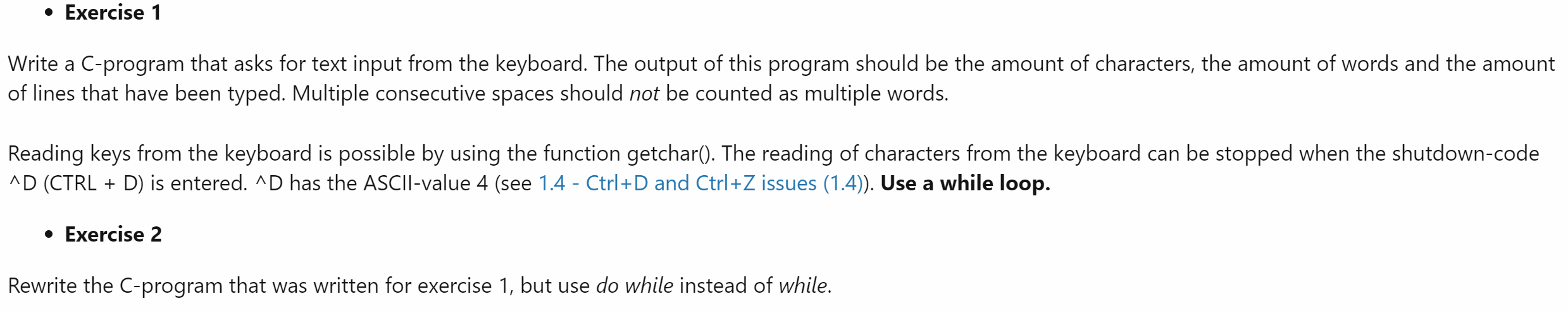 Solved • Exercise 1 Write A C Program That Asks For Text 2760