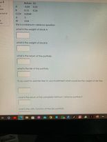 Solved Return SD A -0.04 0.25 ﻿B 0.15 0.26 ﻿COV 0.0049 ﻿A 3 | Chegg.com