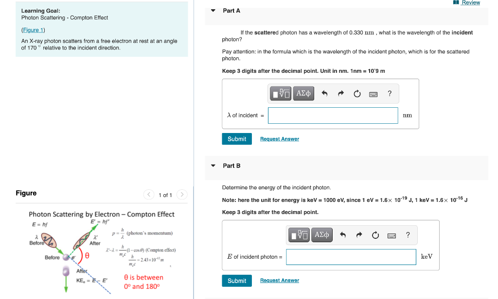 Solved Review Part A Learning Goal: Photon Scattering - | Chegg.com