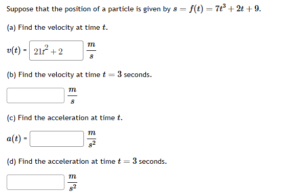 Solved Suppose that the position of a particle is given by | Chegg.com