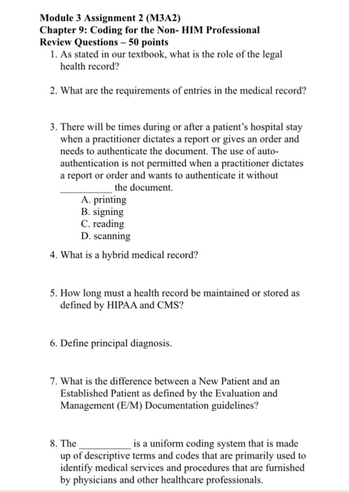Solved Module 3 Assignment 2 (M3A2) Chapter 9: Coding for | Chegg.com