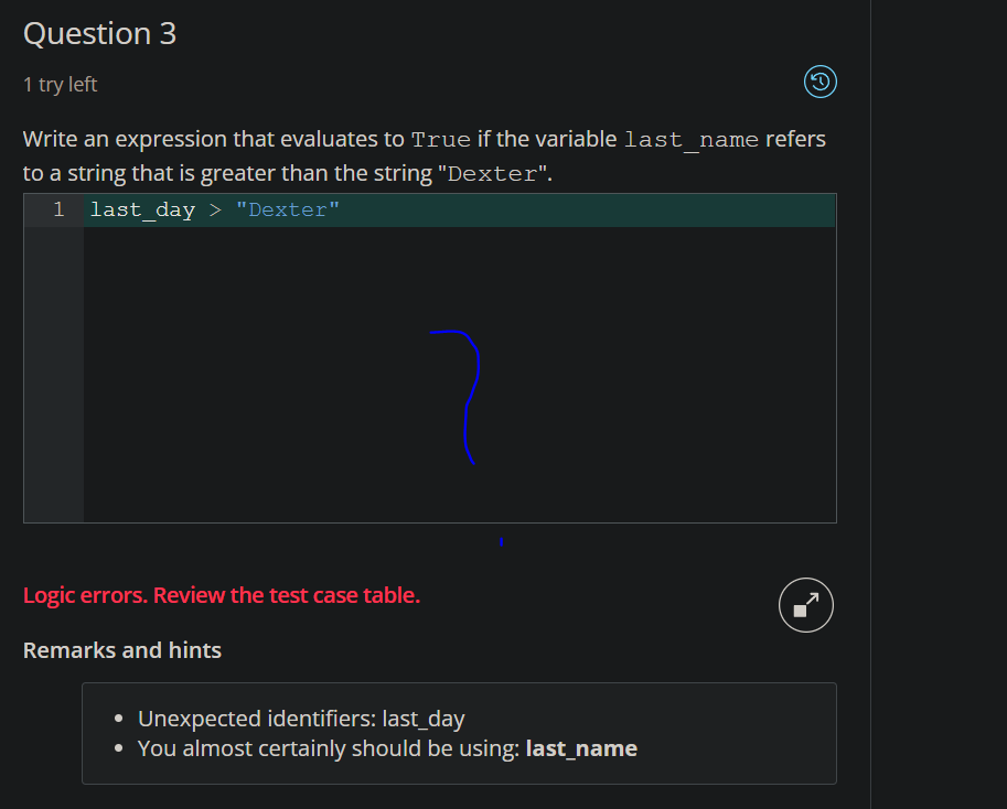 Solved Question 3 1 try left Write an expression that | Chegg.com