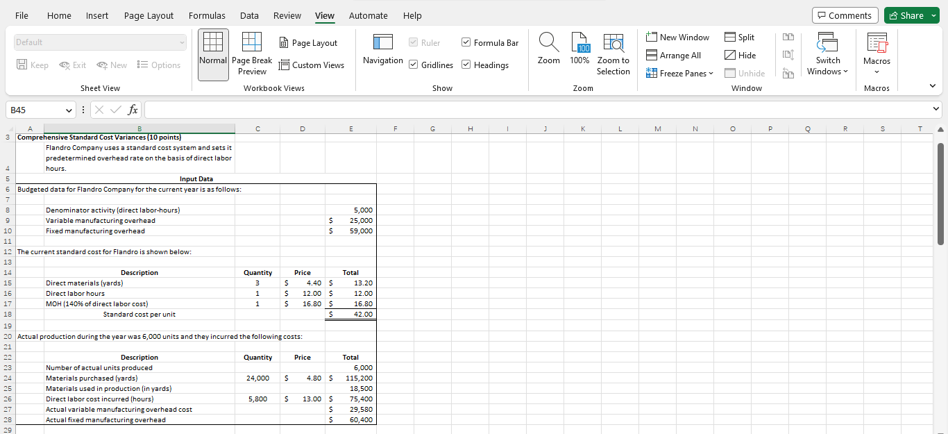 File Home Insert Page Layout Formulas Data Review | Chegg.com