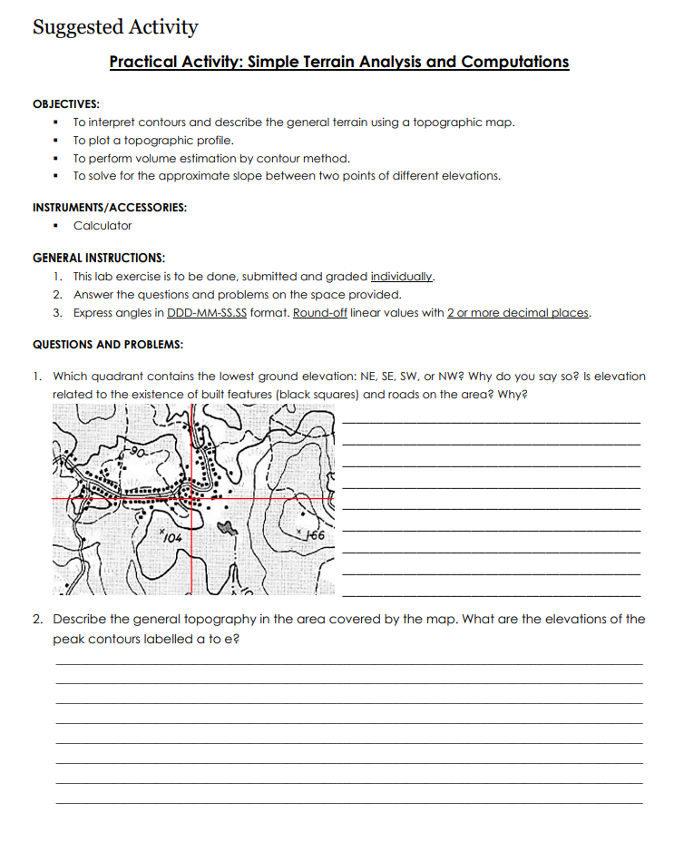 Suggested Activity Practical Activity: Simple Terrain | Chegg.com