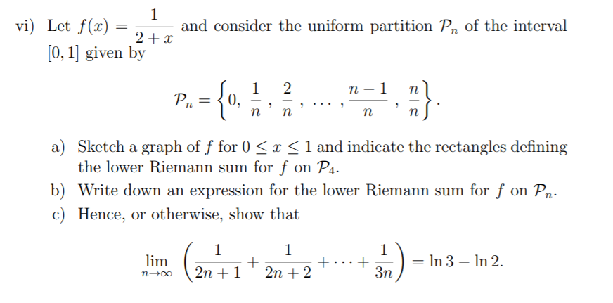 Solved and consider the uniform partition Pn of the interval | Chegg.com