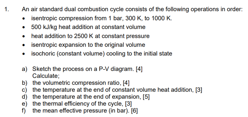 Solved An air standard dual combustion cycle consists of the | Chegg.com