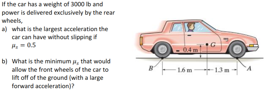 Solved If the car has a weight of 3000 lb and power is | Chegg.com
