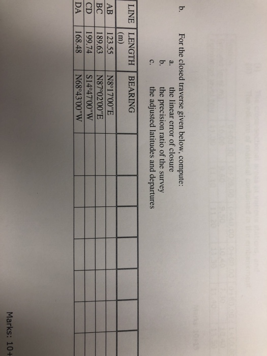 Solved b. For the closed traverse given below, compute: a. | Chegg.com