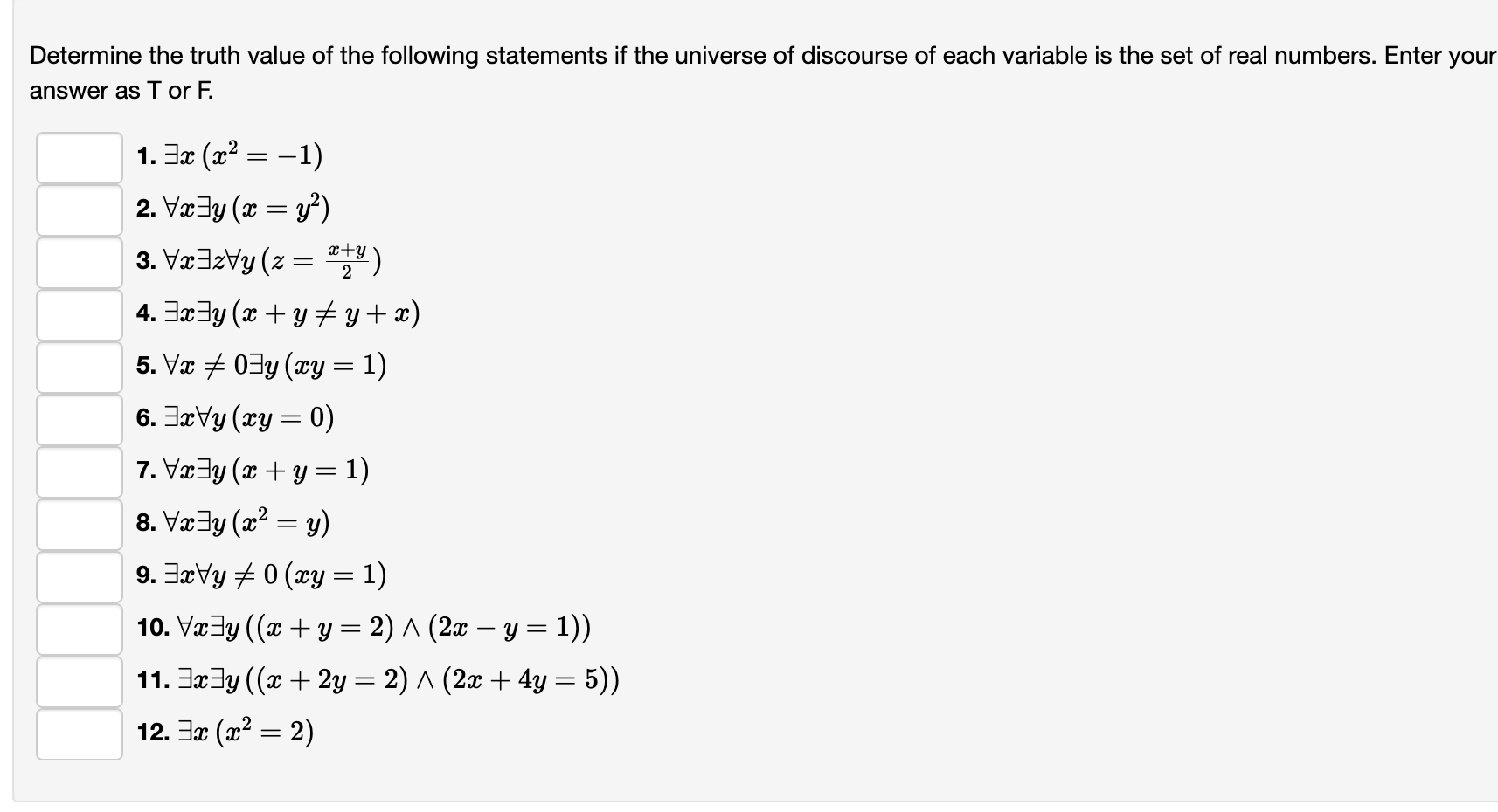 Solved Determine the truth value of the following statements | Chegg.com