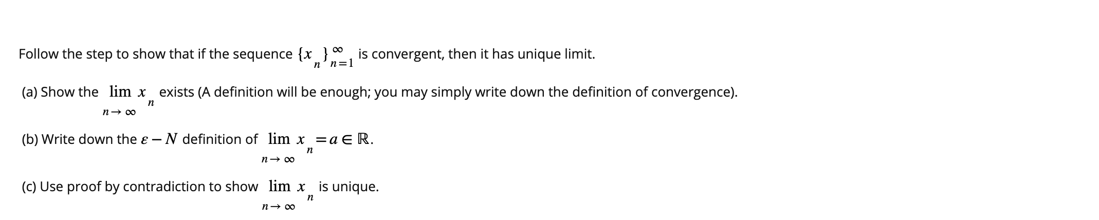 Solved Follow the step to show that if the sequence {xn}n=1∞ | Chegg.com