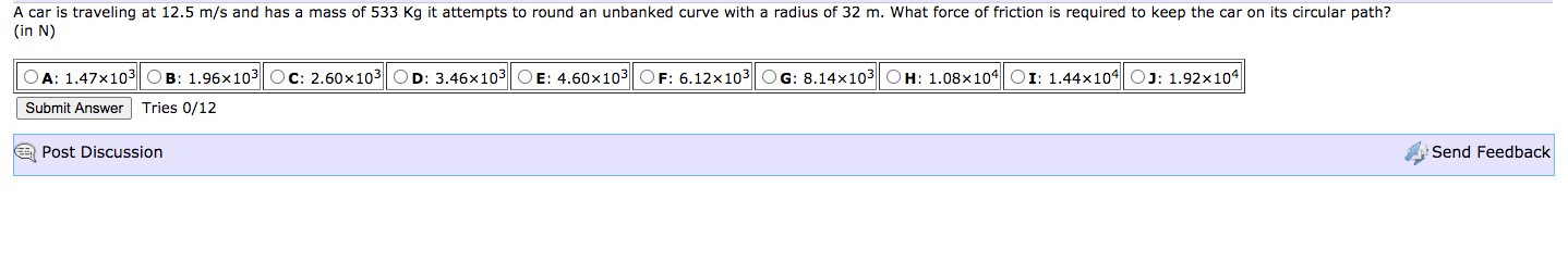 Solved A car is traveling at 12.5 m/s and has a mass of 533 | Chegg.com