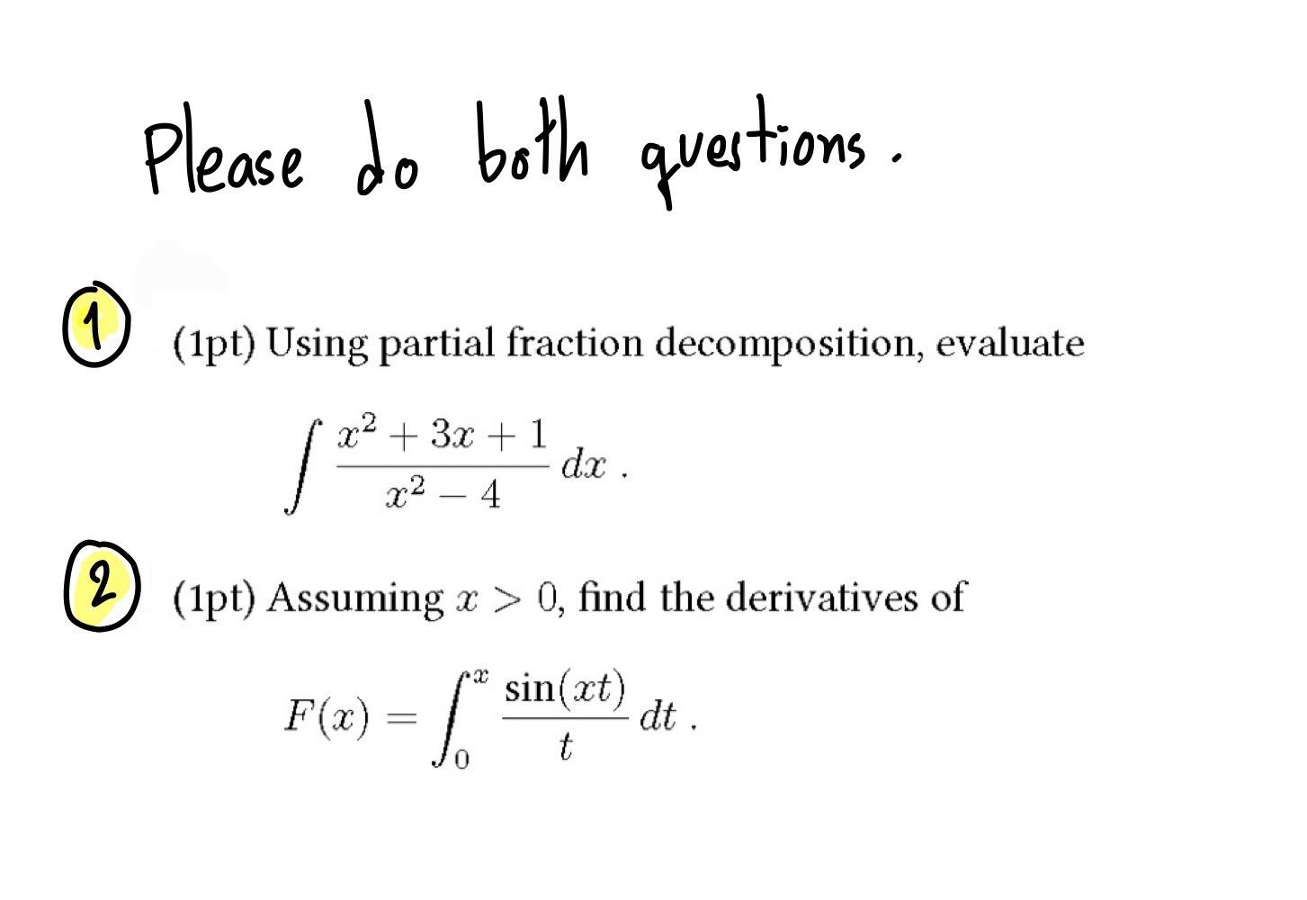 Solved Please do both questions. (1pt) Using partial | Chegg.com