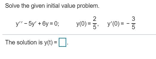 Solved Solve the given initial value problem. y'' -5y' + y = | Chegg.com