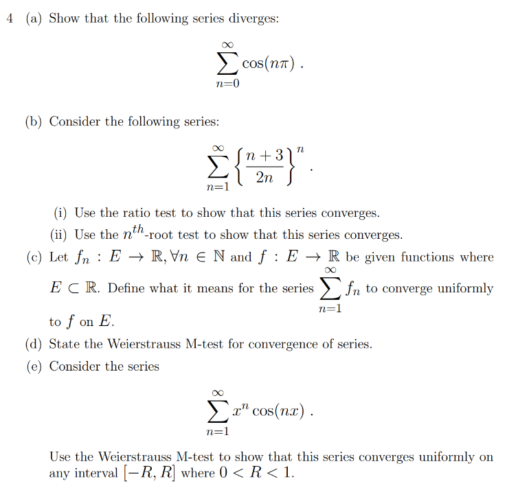 Solved (a) Show that the following series diverges: | Chegg.com