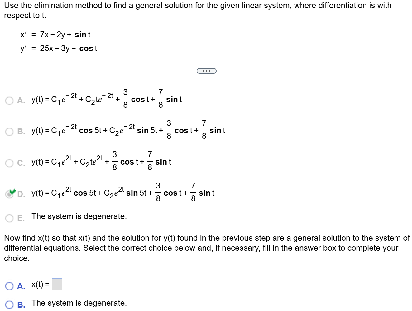 Solved Show step by step how to find y(t) ﻿and x(t) ﻿do not | Chegg.com