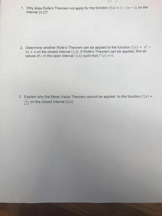 Solved Why does Rolle's Theorem not apply for the function | Chegg.com