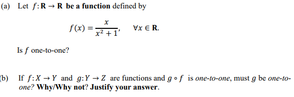 Solved (a) Let f:R→R be a function defined by | Chegg.com