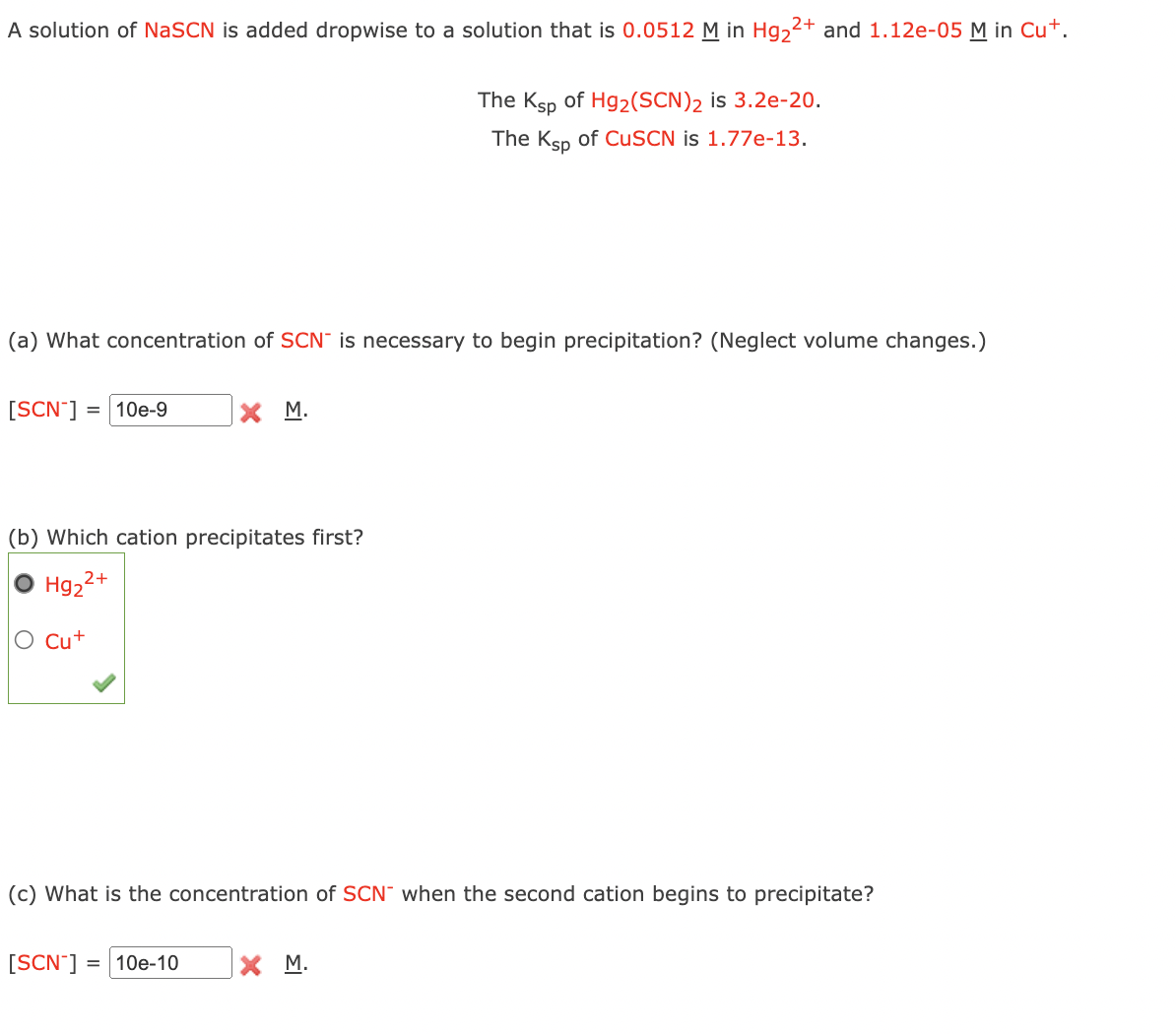 Solved A solution of NaSCN is added dropwise to a solution | Chegg.com