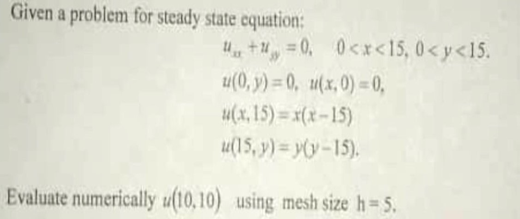 Solved Given a problem for steady state equation: | Chegg.com