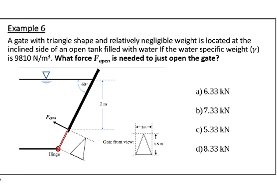 Solved Example 6 A gate with triangle shape and relatively | Chegg.com