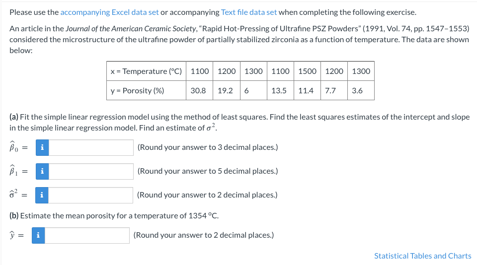 Solved Please use the accompanying Excel data set or | Chegg.com
