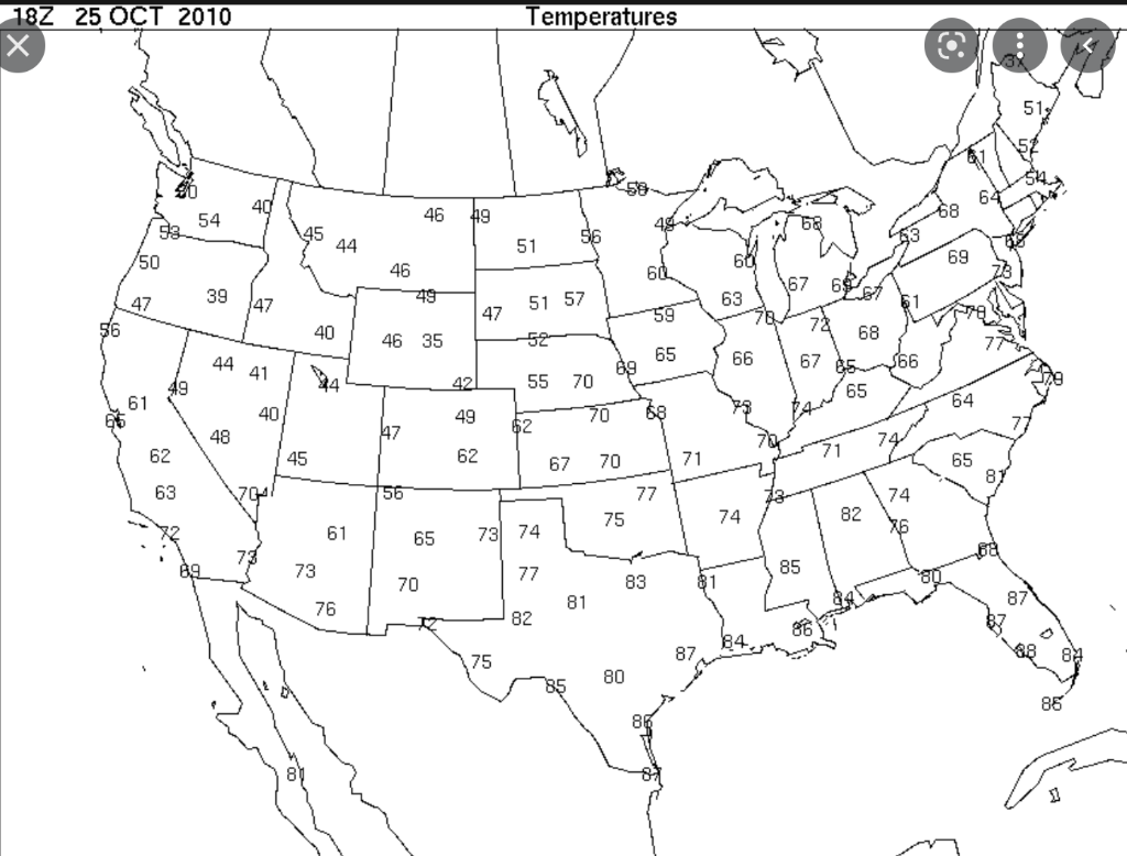 Solved Complete the map below by drawing in isotherms at | Chegg.com