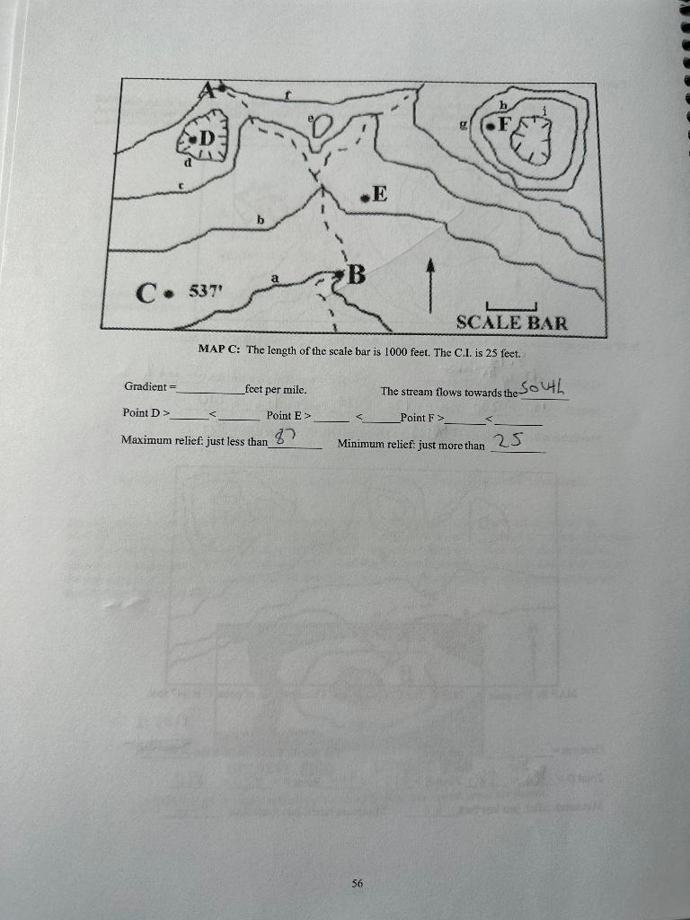 Solved MAP C: The length of the scale bar is 1000 feet. The | Chegg.com