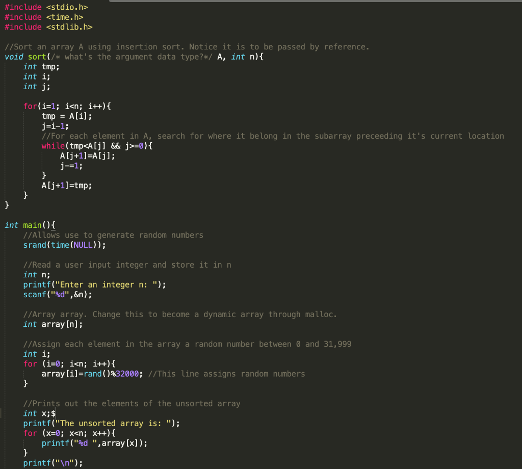 Solved 1. In sort.c we have implemented a basic version of | Chegg.com
