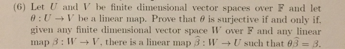 Solved (6) Let U and V be finite dimensional vector spaces | Chegg.com