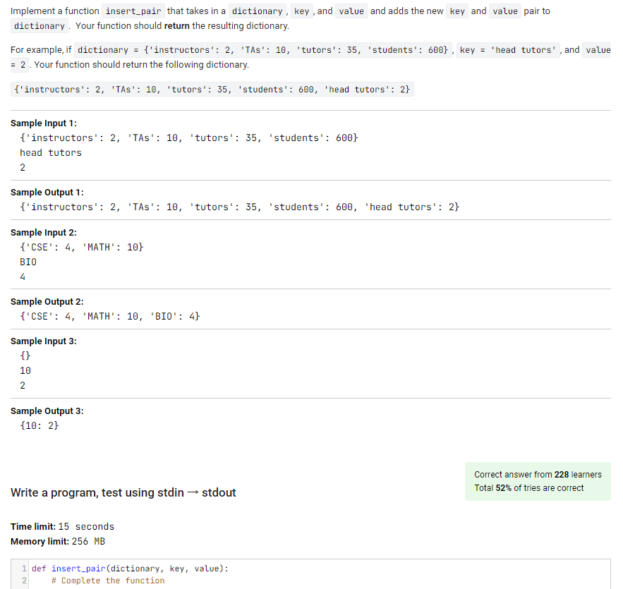Solved Implement A Function Insert pair That Takes In A Chegg