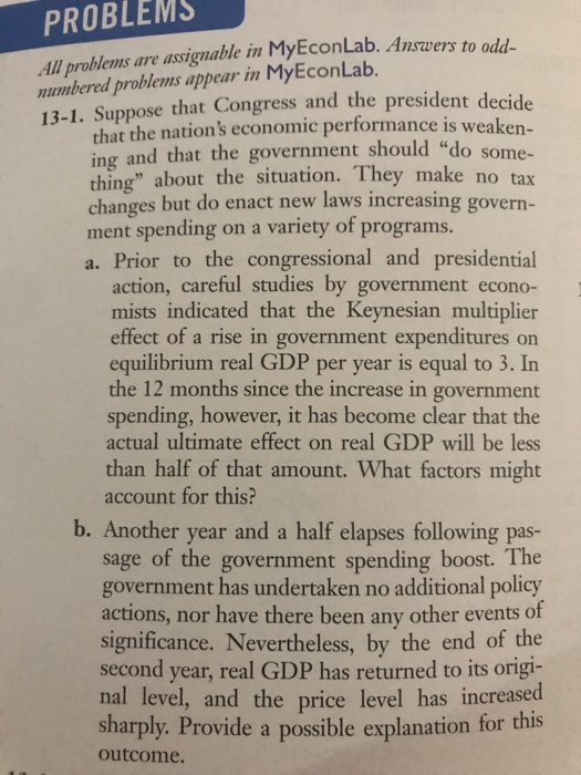 Solved PROBLEMS All problems are assignable in MyEconLab. | Chegg.com