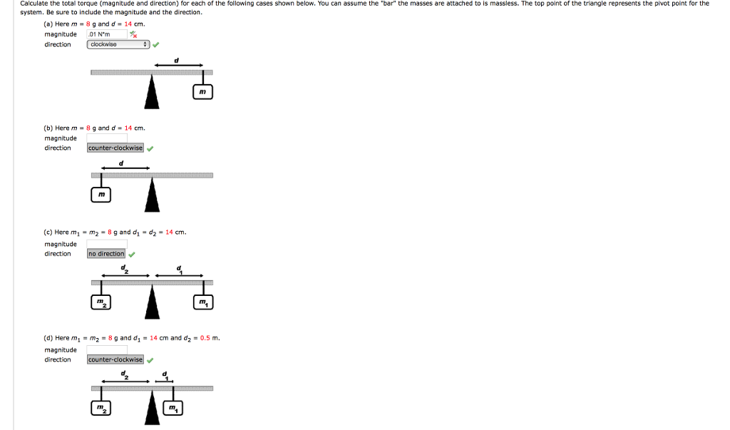 Solved Calculate the total torque (magnitude and direction) | Chegg.com