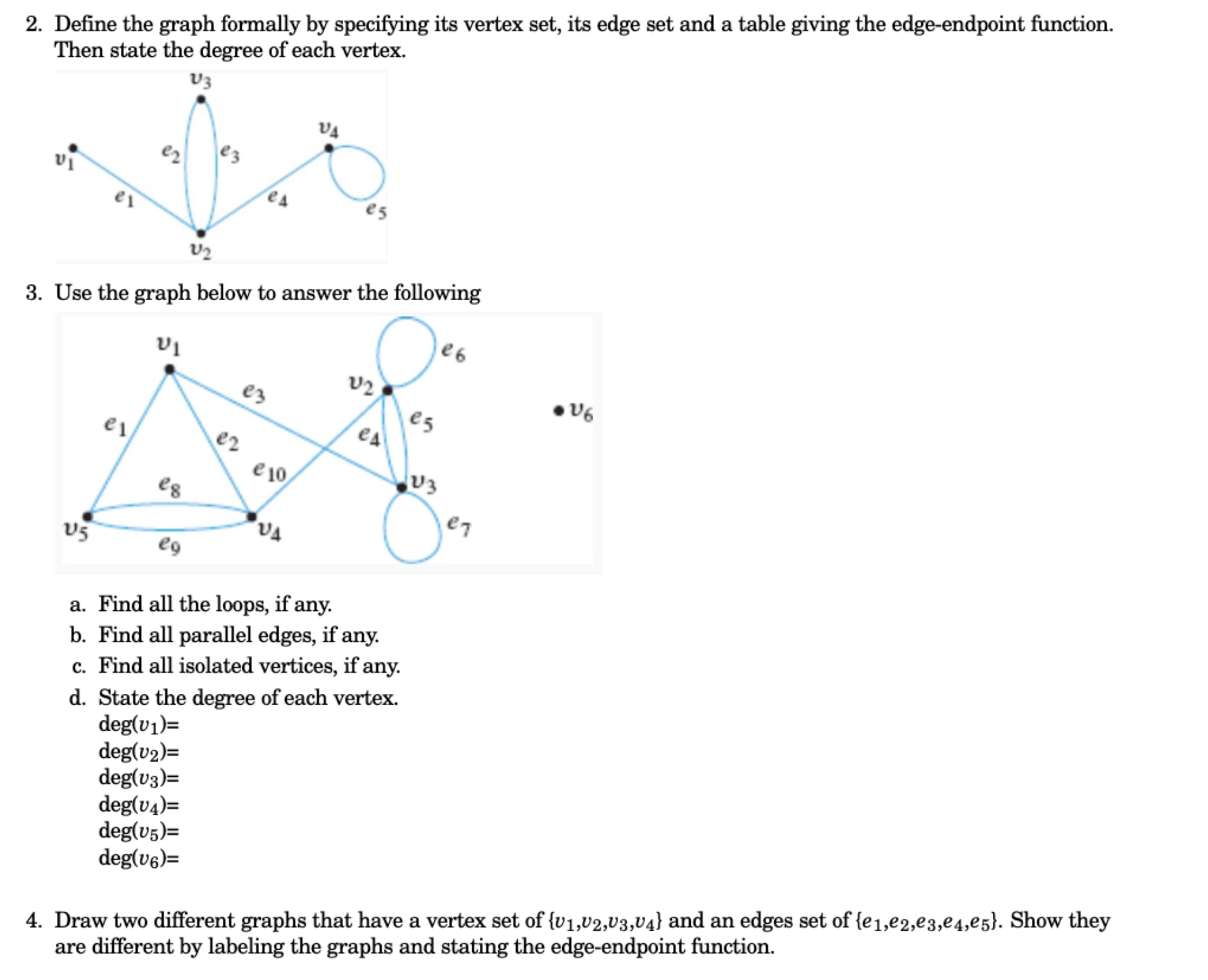 Solved 2. Define the graph formally by specifying its vertex | Chegg.com