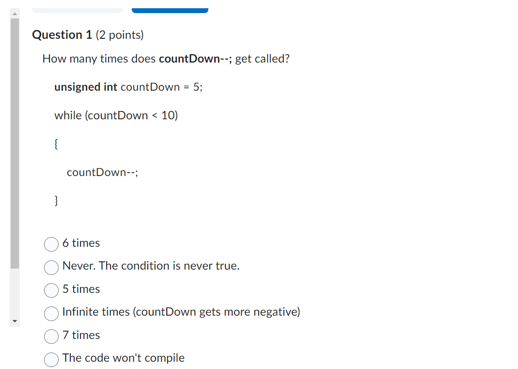 Solved Question 1 (2 points) How many times does | Chegg.com
