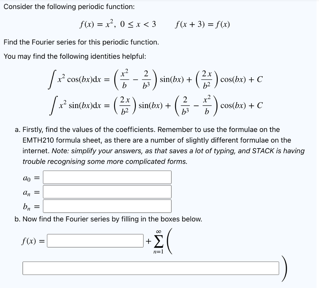 Solved Consider the following periodic function: f(x) = x², | Chegg.com