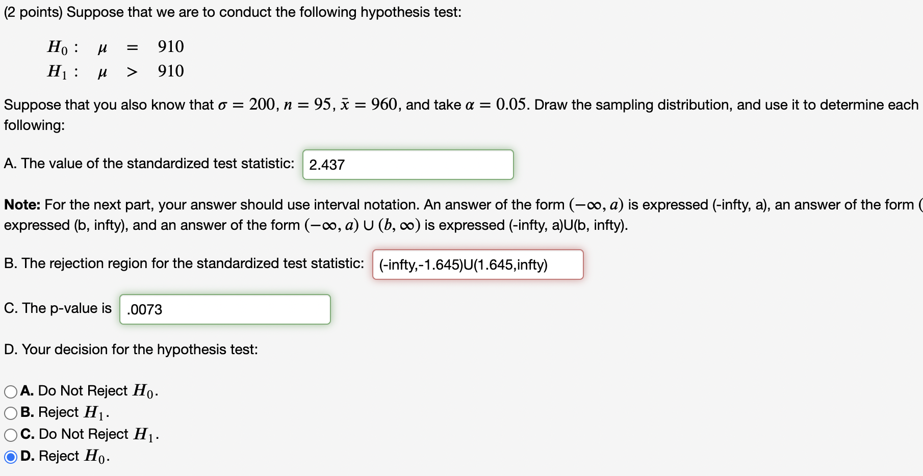 Solved B is wrong. its not 1.645, 1.960, 2.465 Ive posted | Chegg.com
