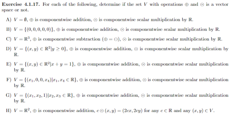 Solved and is a vector Exercise 4.1.17. For each of the | Chegg.com