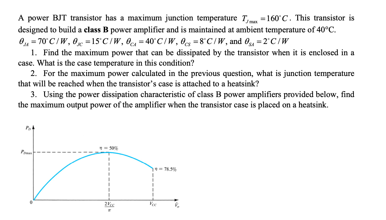 A power BJT transistor has a maximum junction | Chegg.com