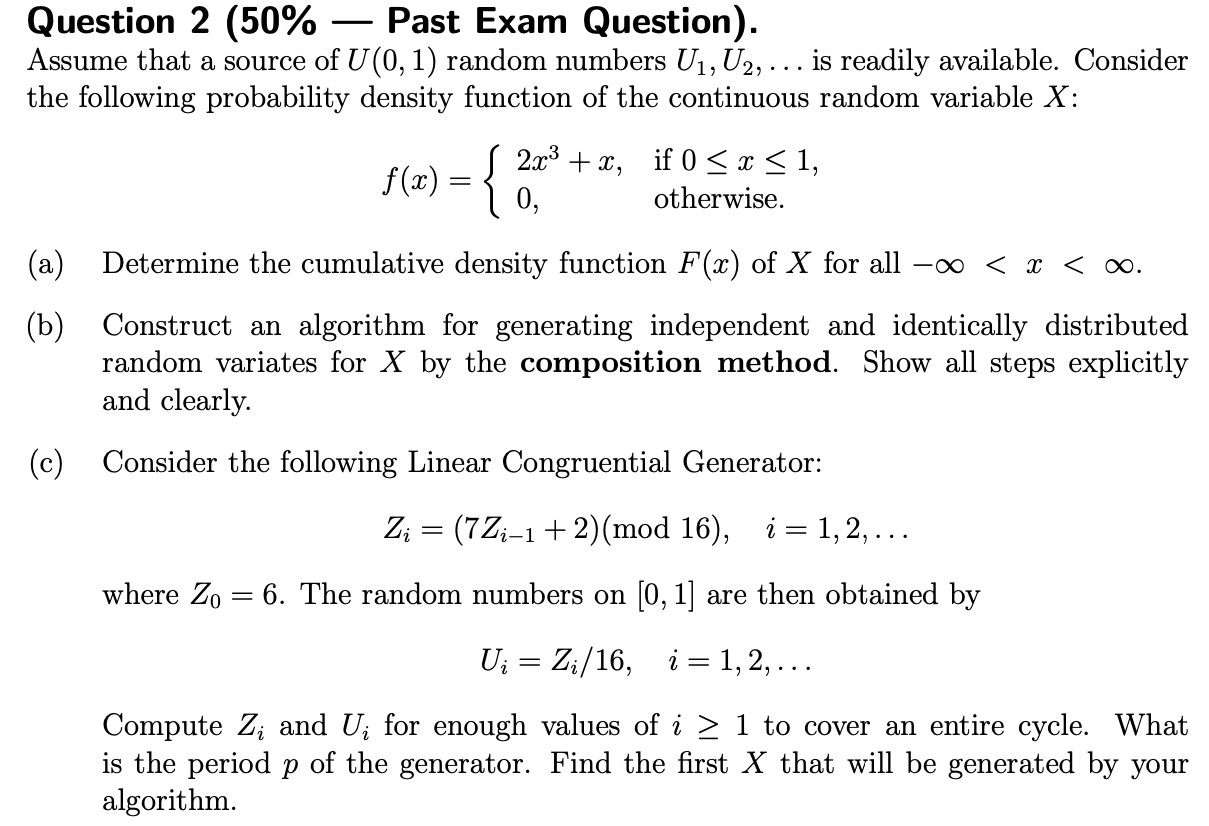 Solved Question 2 (50\% - Past Exam Question). Assume that a | Chegg.com