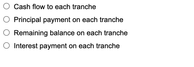 Cash flow to each tranche Principal payment on each | Chegg.com