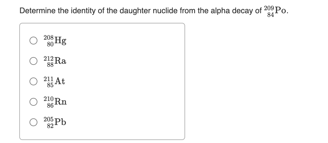 Solved Determine the identity of the daughter nuclide from | Chegg.com