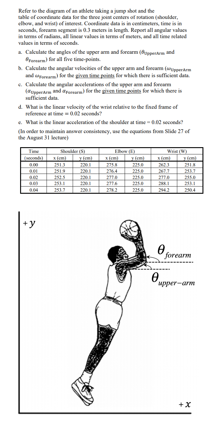 Refer to the diagram of an athlete taking a jump shot | Chegg.com