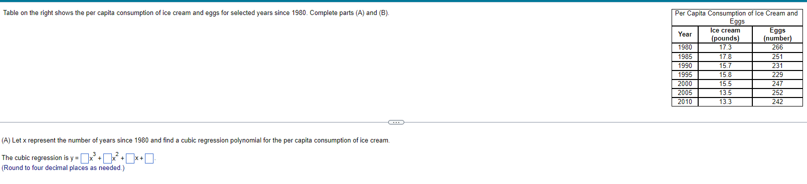 Solved (A) Let x represent the number of years since 1980 | Chegg.com