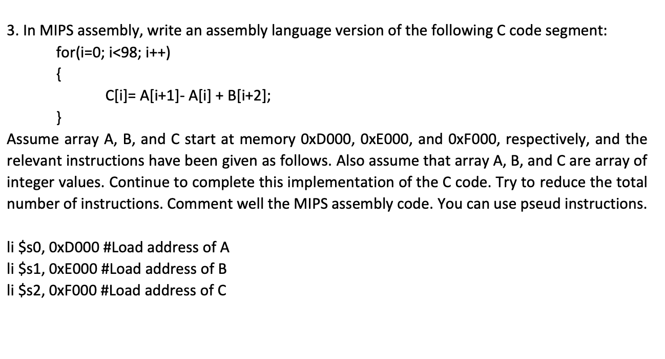 3. In MIPS assembly, write an assembly language | Chegg.com