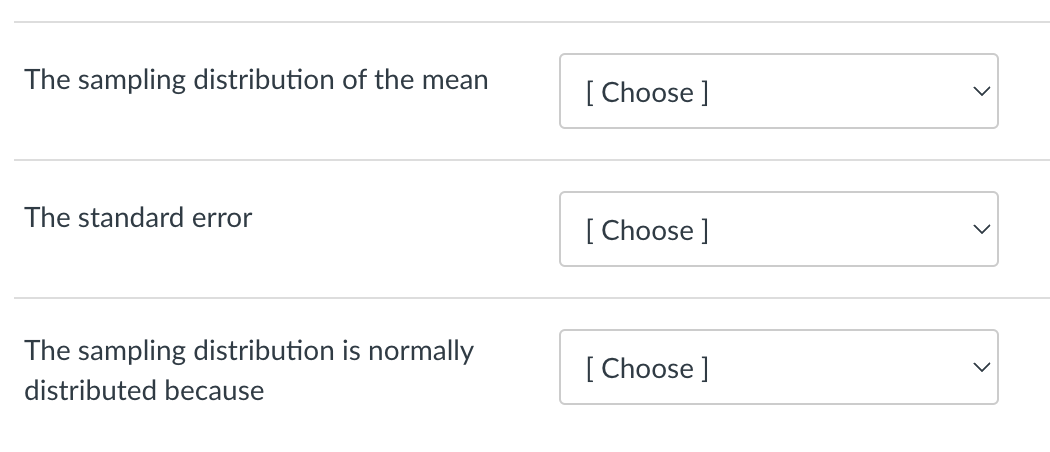 Solved The sampling distribution of the mean The standard | Chegg.com