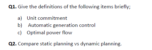 Solved Q1. Give the definitions of the following items | Chegg.com